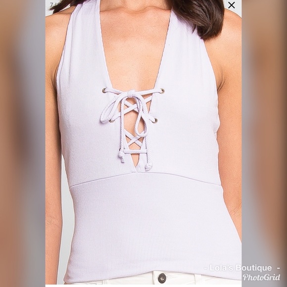 Tops | Lavender Ribbed Halter Top | Poshmark